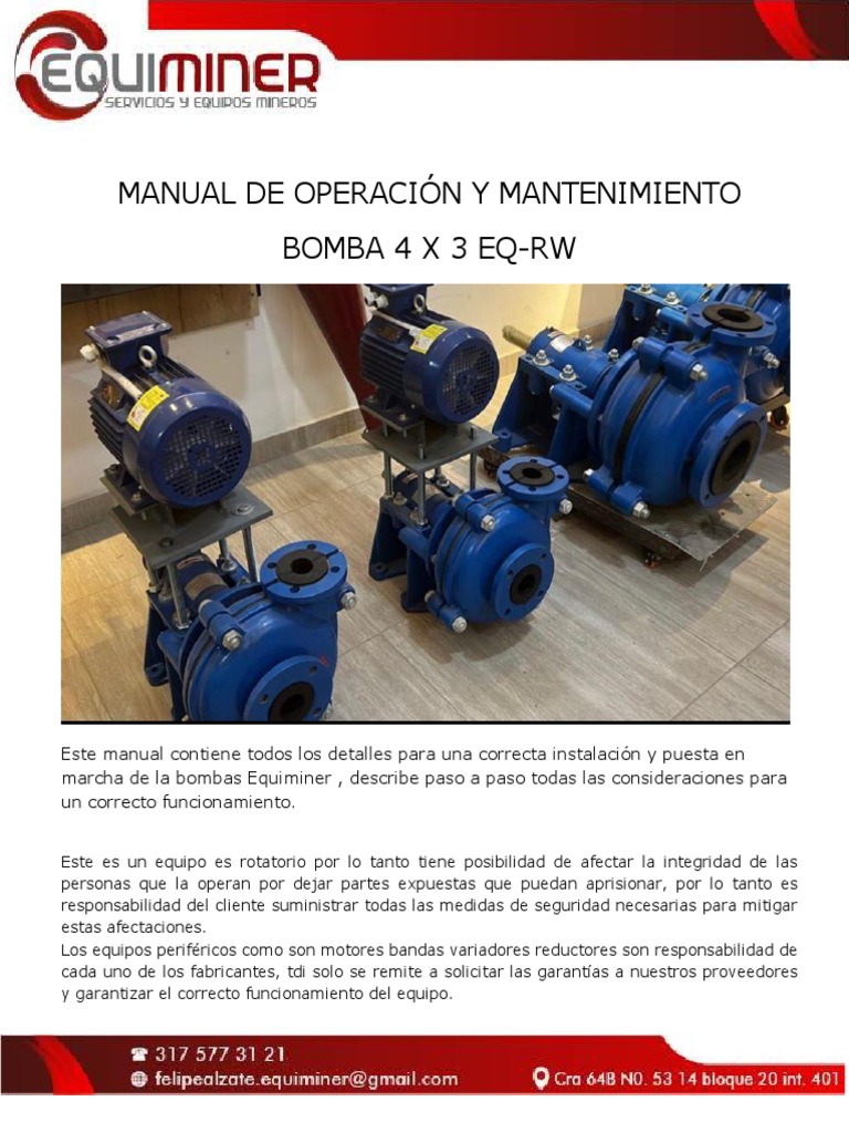 Manual de Operacion y Mantenimiento Bomba 4 X 3 | PDF | Bomba | Rodamiento (Mecánico)