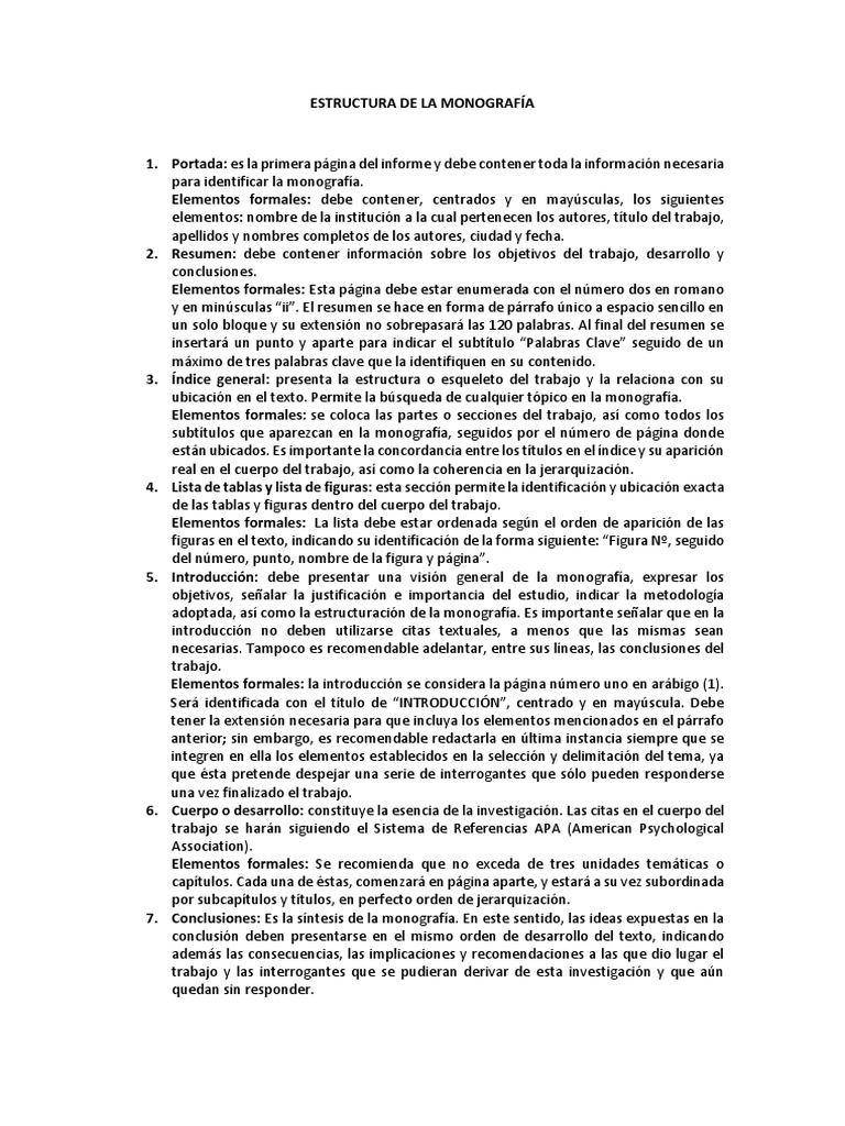 ESTRUCTURA DE LA MONOGRAFÍA 2023 | PDF