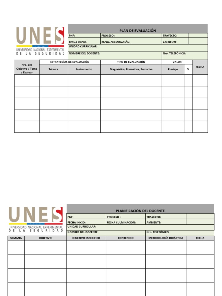 Plan de Evaluación Imprimible | PDF