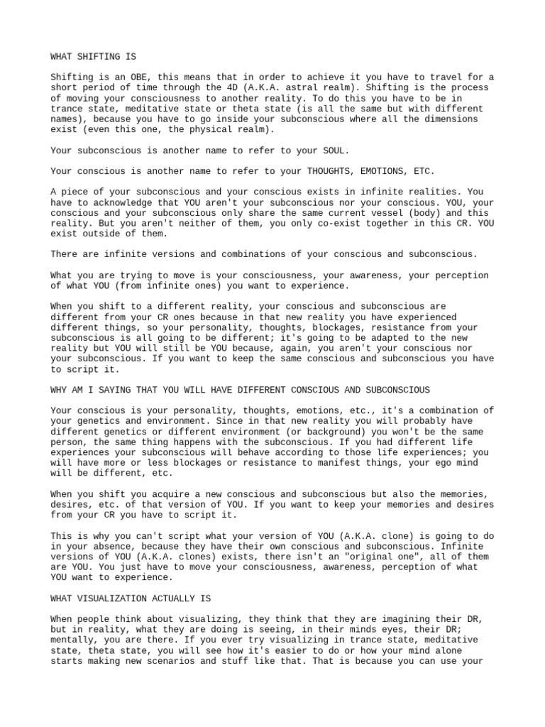 Shifting Realities | Download Free PDF | Mind | Consciousness
