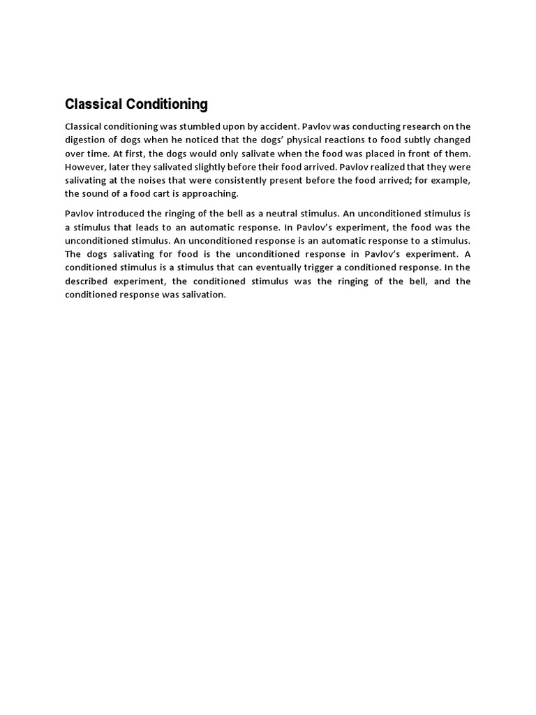 Classical Conditioning | PDF