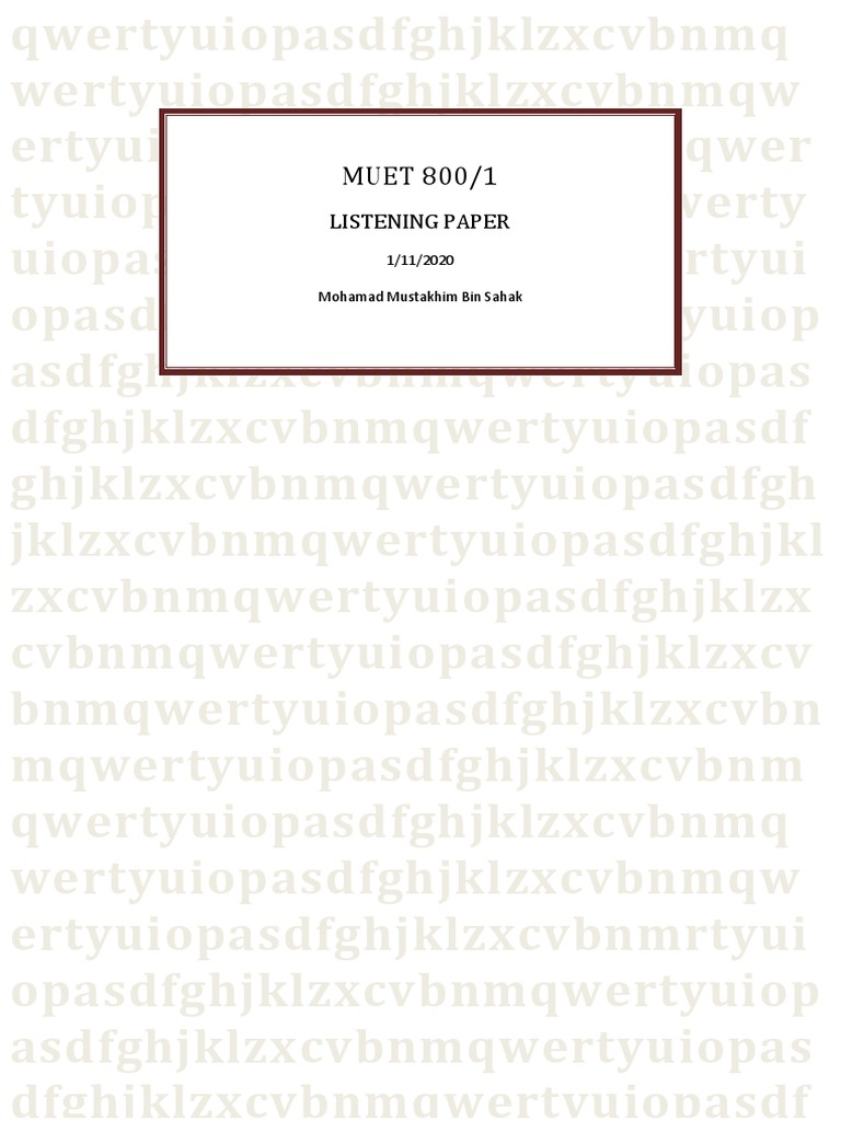 Muet Listening - Latest Edition | PDF