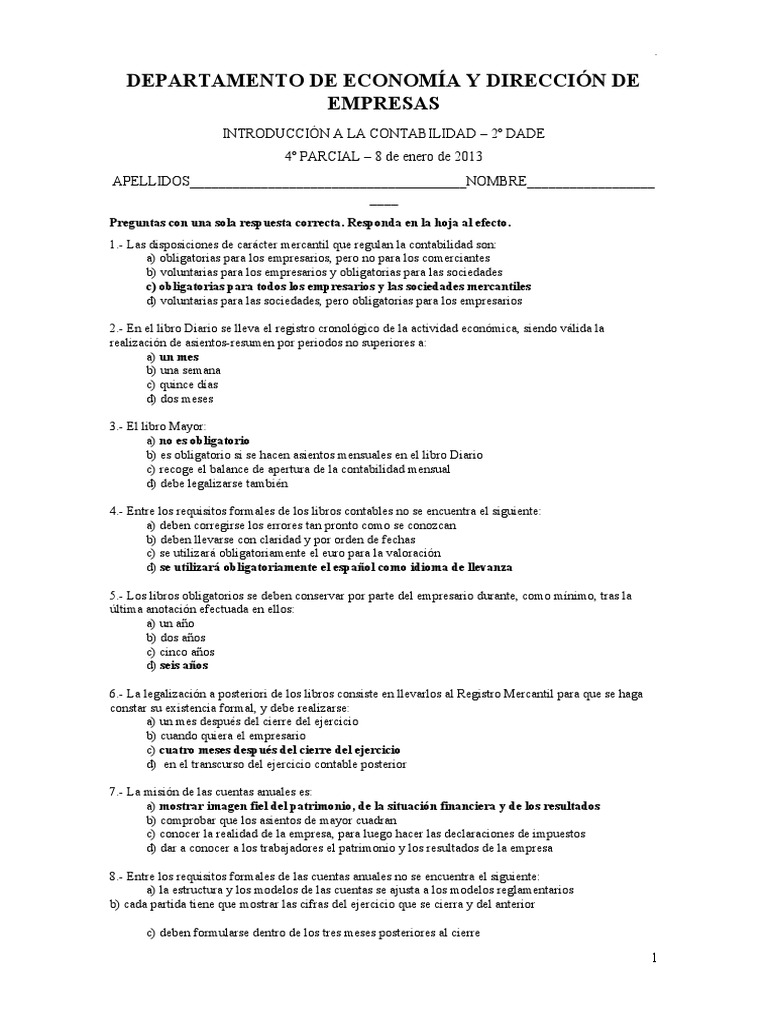 Examen de Contabilidad 2º DADE | PDF | Contabilidad | Estado de resultados