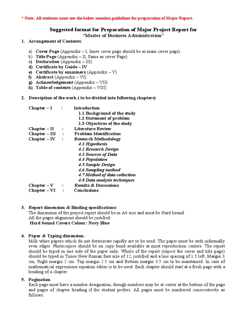 Format of Project Report - MBA IV Sem 2023 | PDF | Art