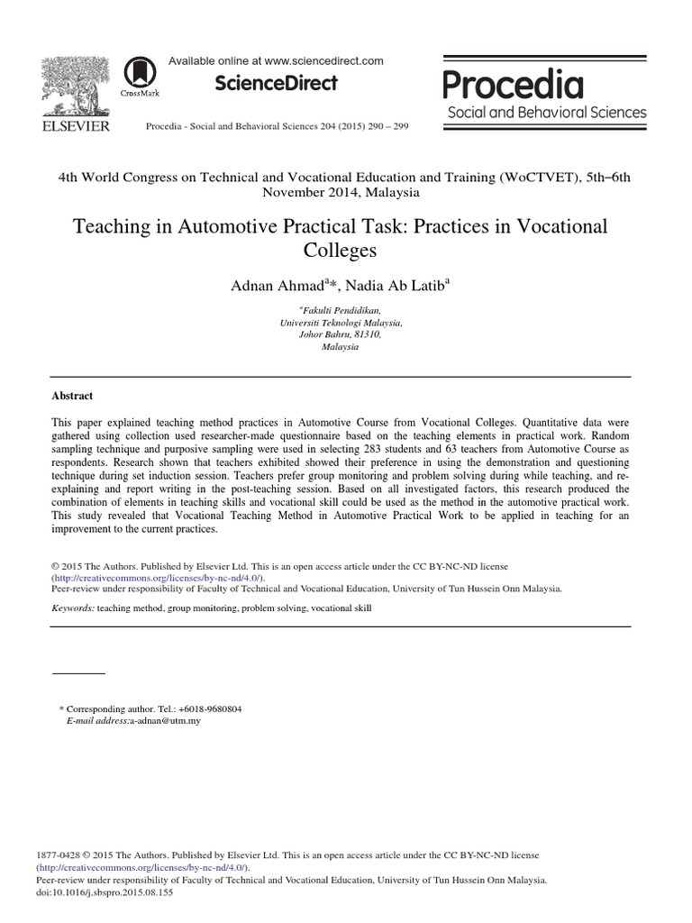 Teaching in Automotive Practical Task Practices in | PDF