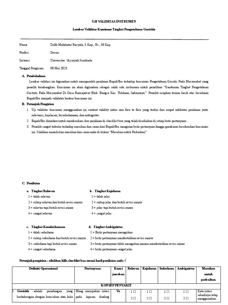 LEMBAR UJI EXPERT JUDGEMENT_LINA SARI PSIK 2019 | PDF