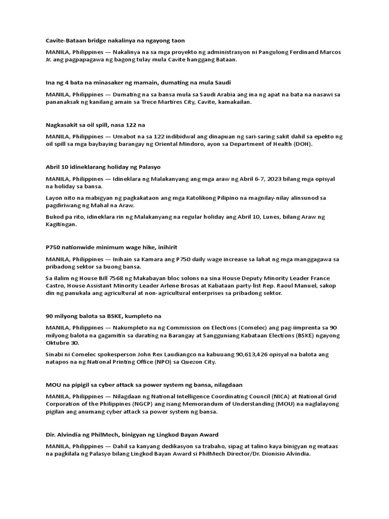 Copyreading Activity Filipino | PDF