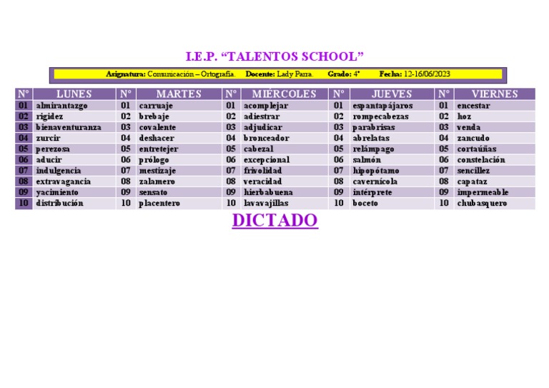 4° Dictado 12-06 | PDF