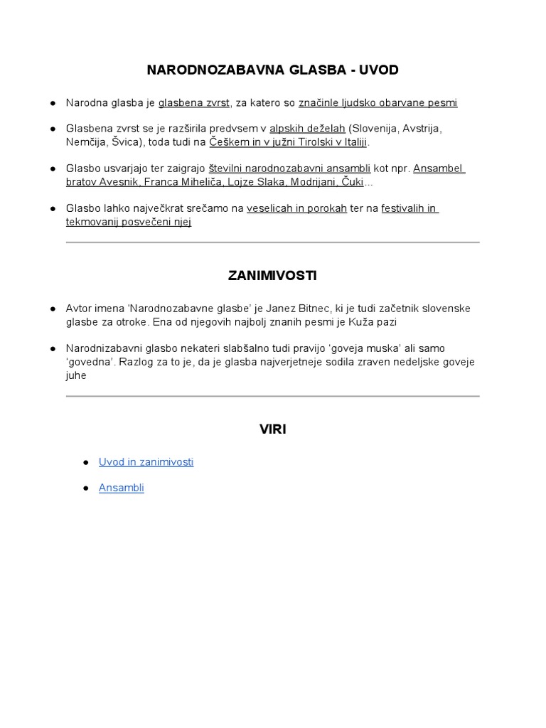 Narodnozabavna Glasba | PDF