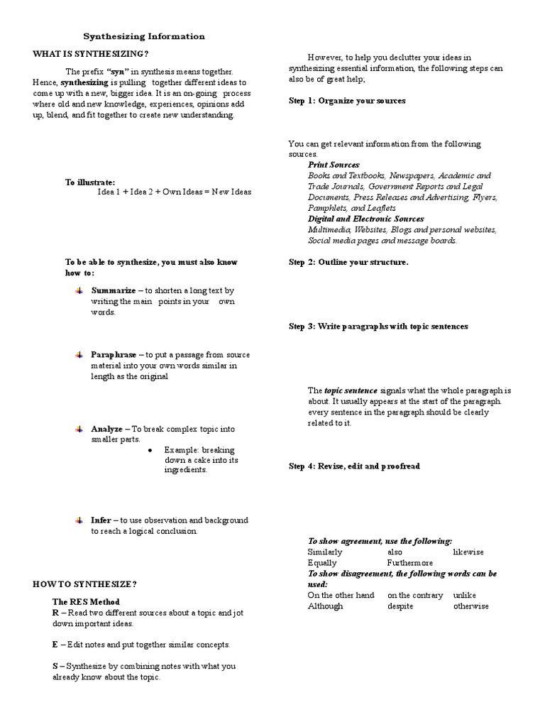Synthesizing Information | PDF | Information | Paragraph