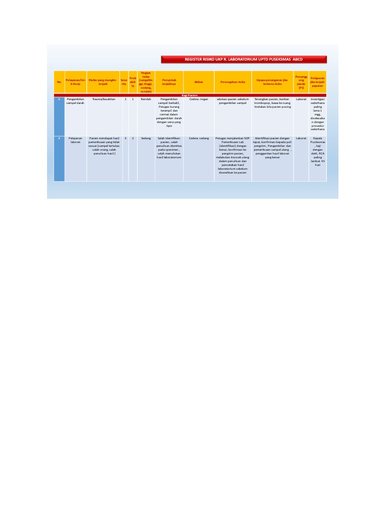 Register Risiko Lab | PDF