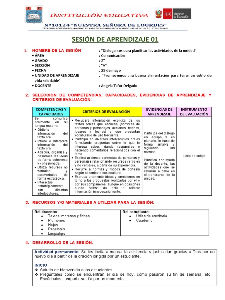 Sesión 1 - Comu | PDF | Evaluación | Aprendizaje