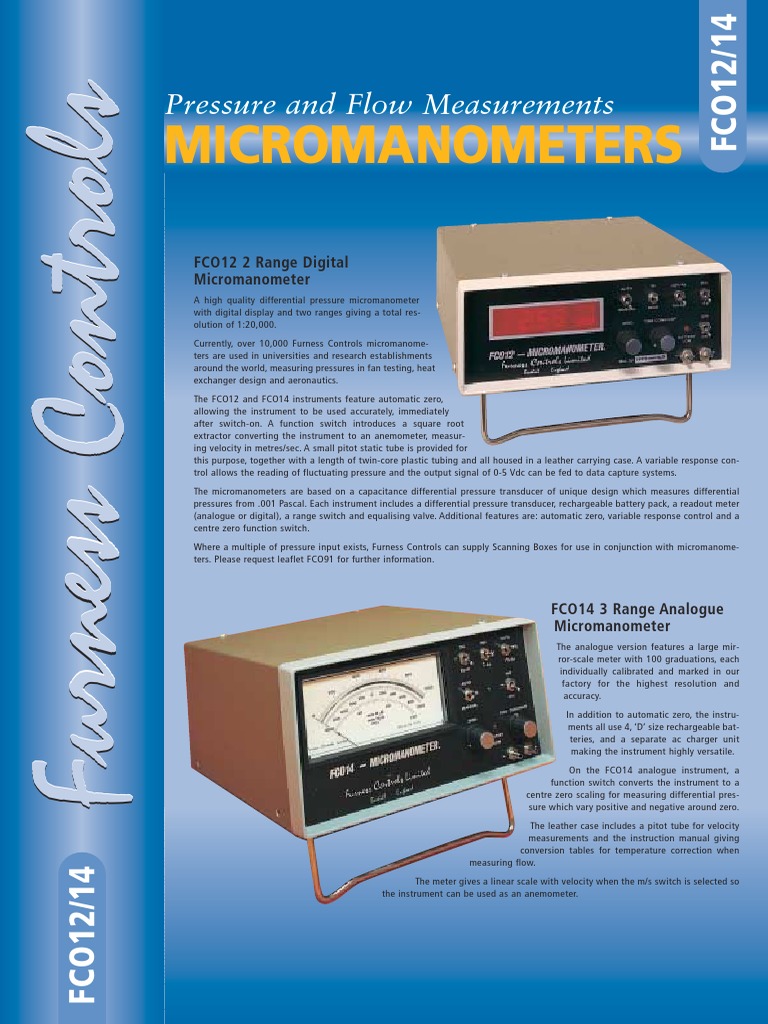 Micromanometers - Delta Strumenti S.R.L. | PDF | Pressure Measurement | Flow Measurement