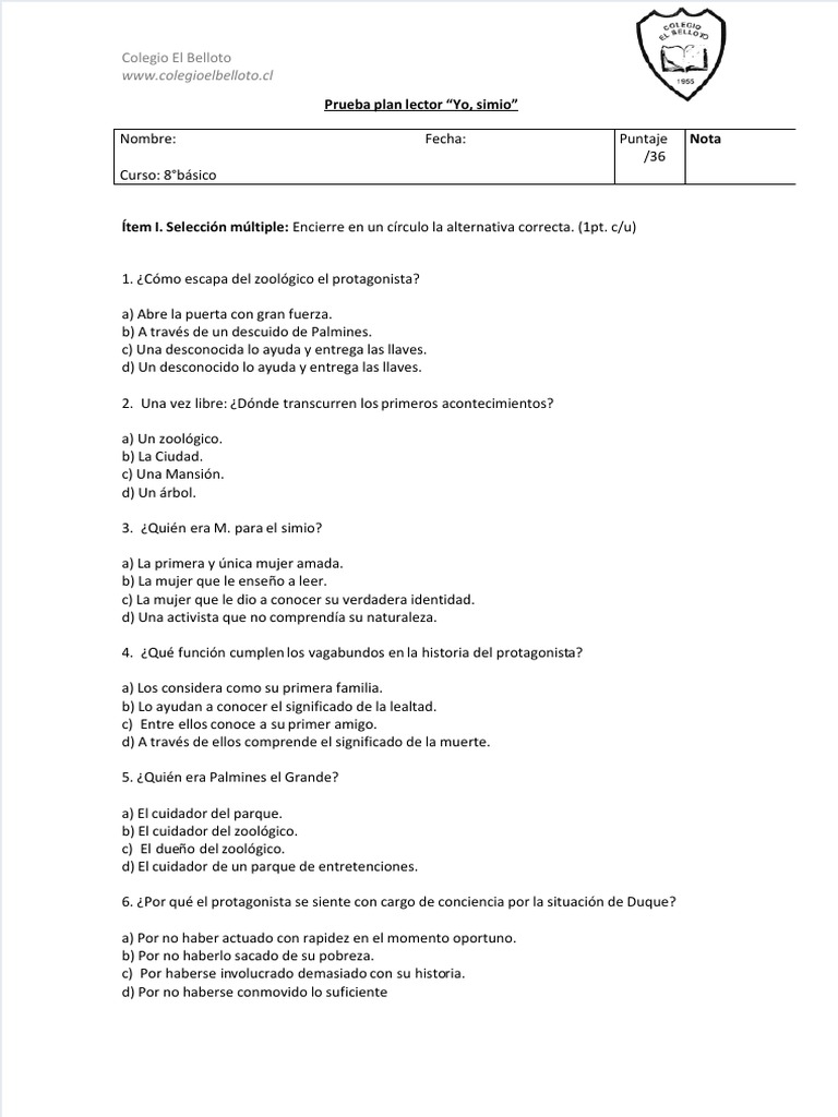 Dokumen - Tips Prueba Plan Lector Yo Simio | PDF