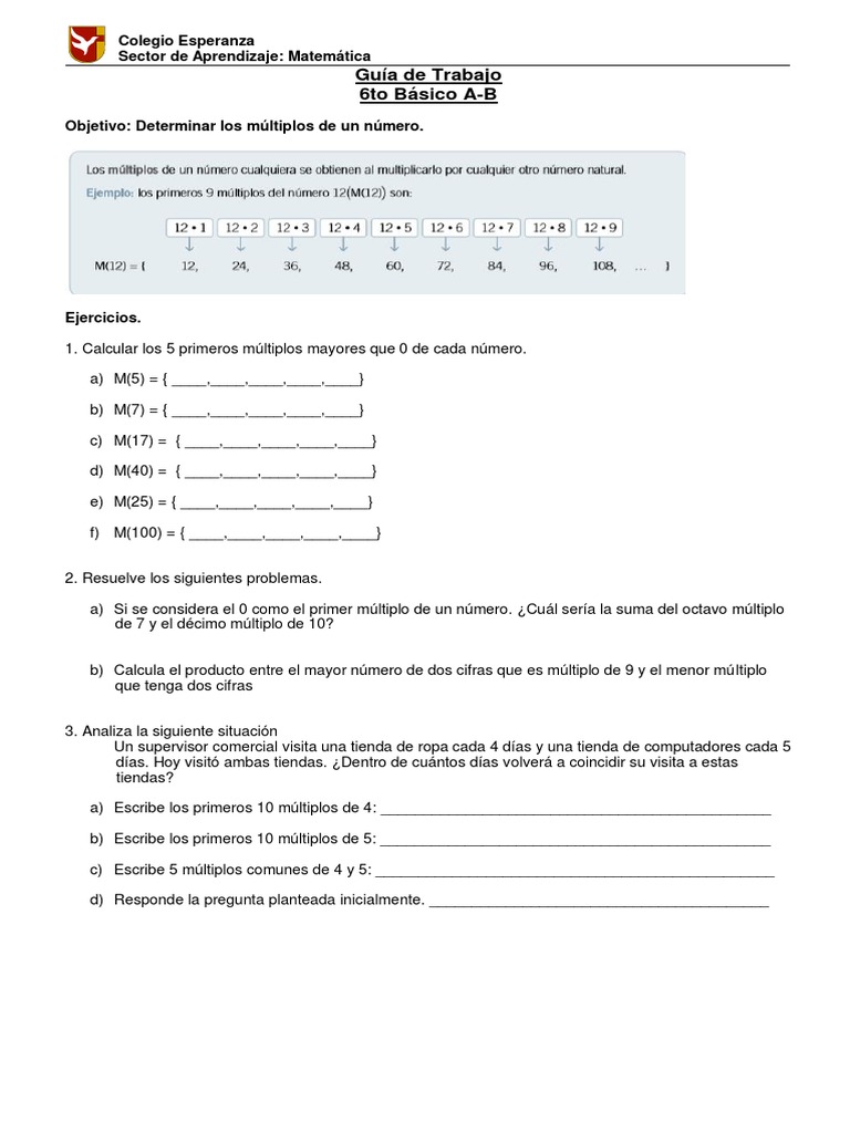 guia de factores, multiplos numeros primos y compuestos divisores 6 año ...
