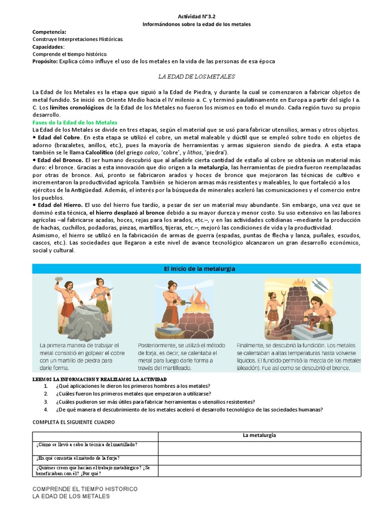 FICHA 3.2 la edad de los metales | PDF