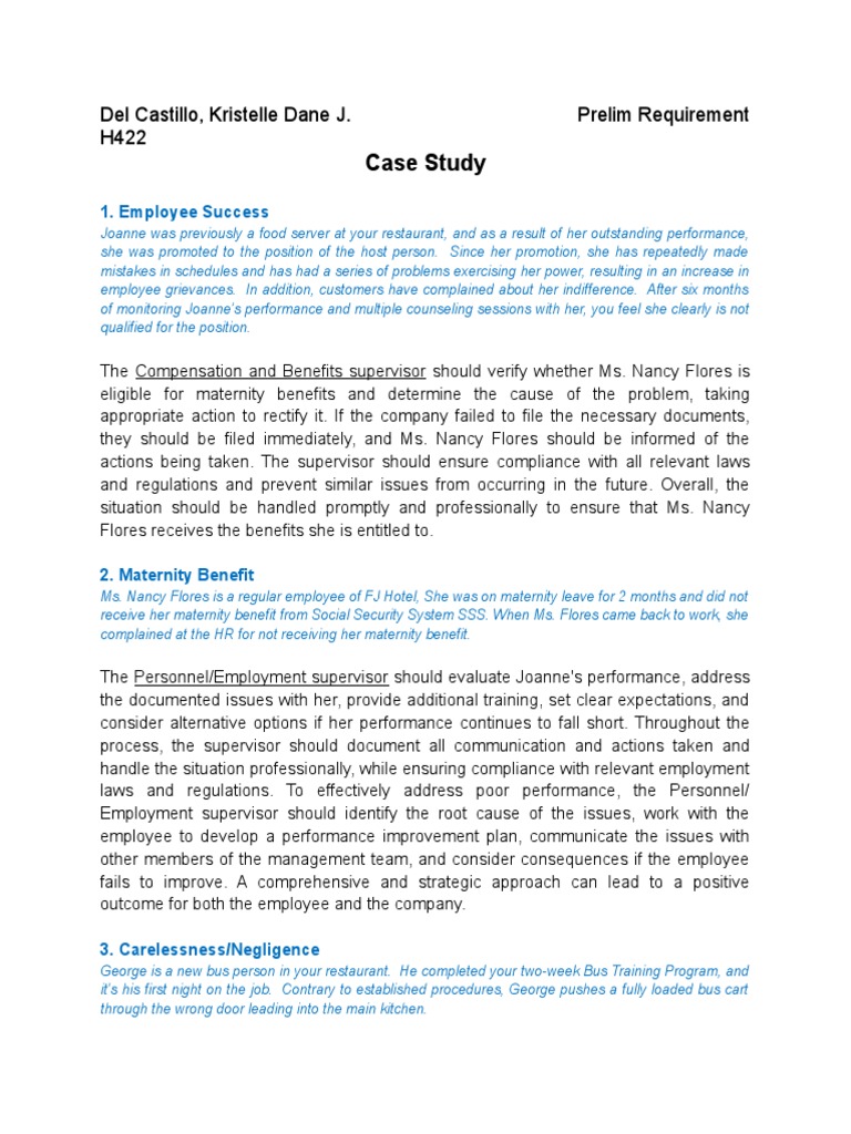 Del Castillo - Case Study | PDF | Employment | Business