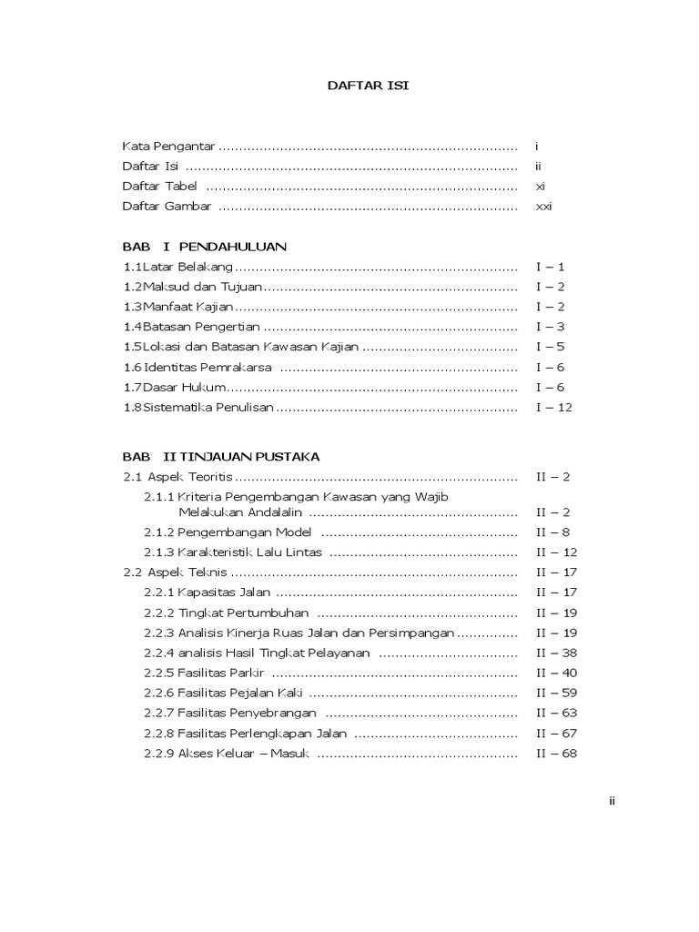 Andalalin Daftar Isi Bab 1-4 | PDF