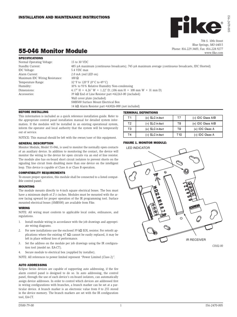 55-046 Monitor Module With Isolator | PDF