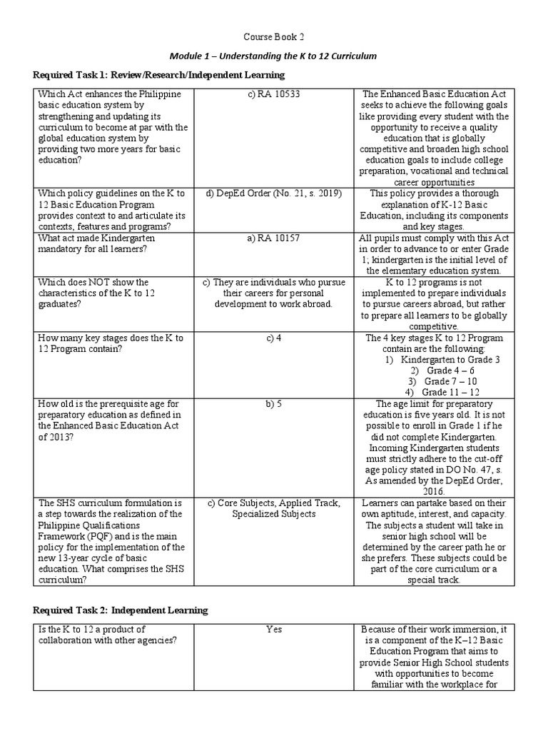 Answer Course Book 2 | PDF | Curriculum | Learning