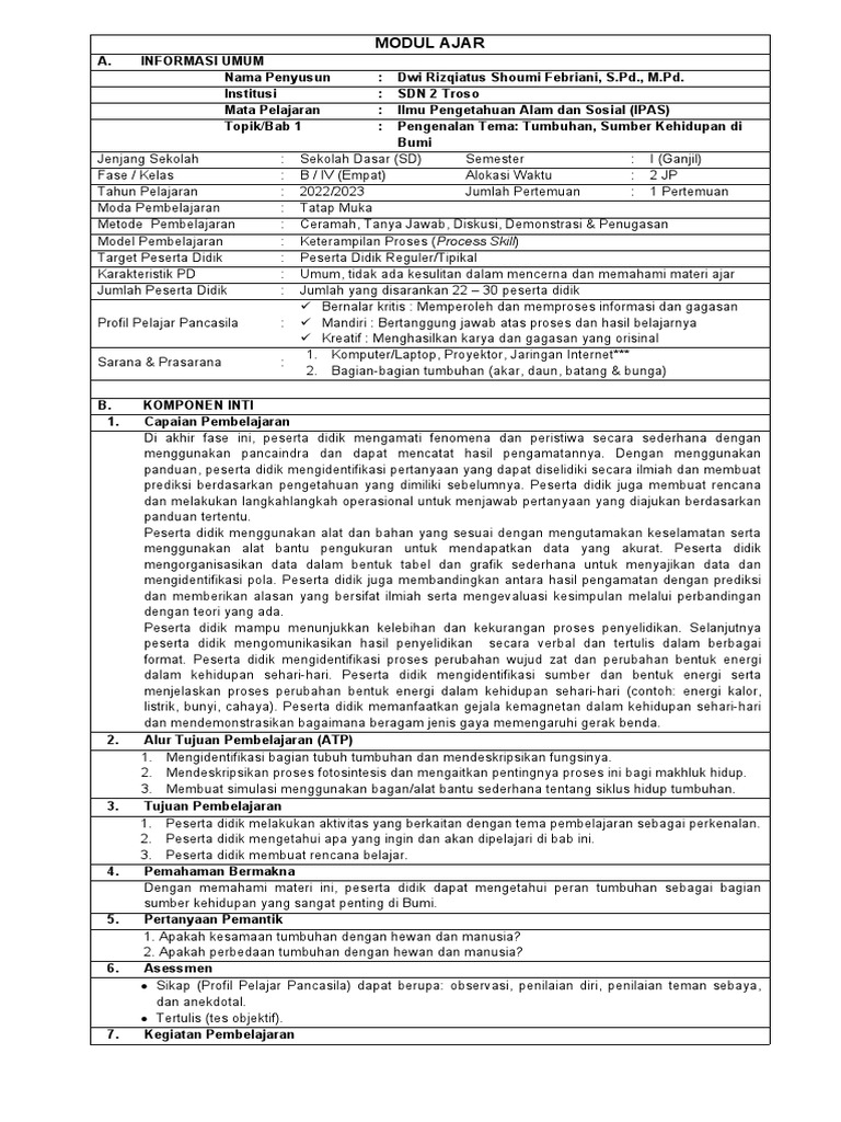 Modul Ajar Ipas Dwi | PDF
