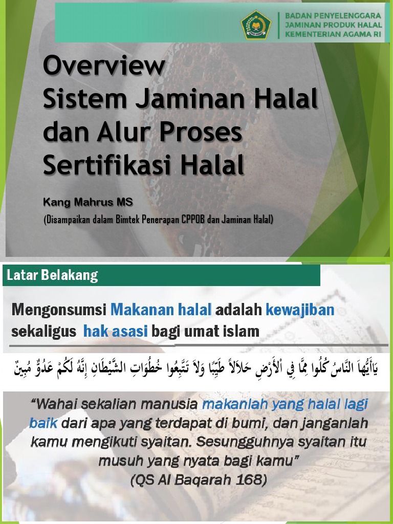 Alur Proses Sertifikasi Halal Dan Overview Sistem Jaminan Halal | PDF