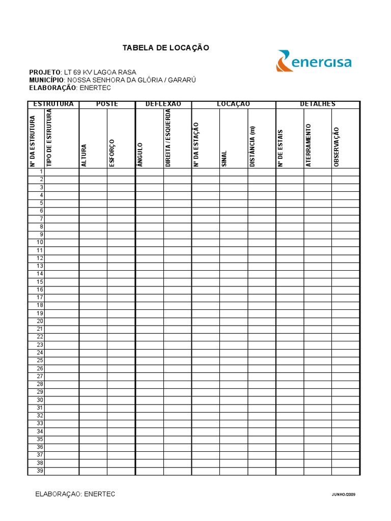 Tabela de Locação | PDF
