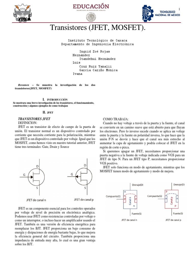 Transistores (Jfet - Mosfet) . | PDF
