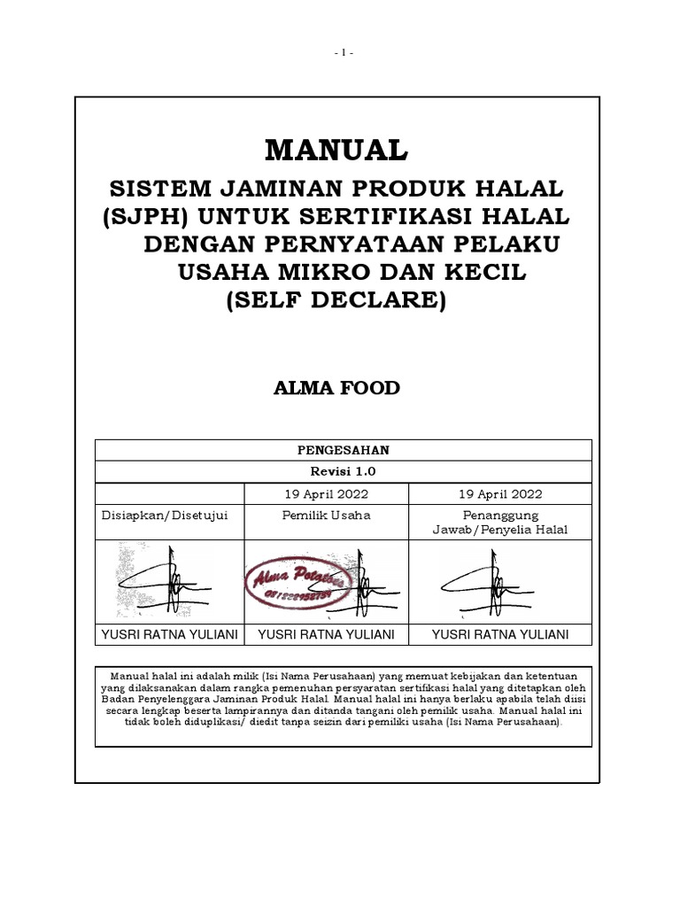 Manual SJPH Self Declare Final Yusri Fix | PDF