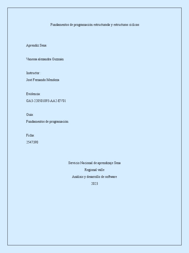 Fundamentos De Programación Estructurada Y Estructuras Cíclicas Pdf