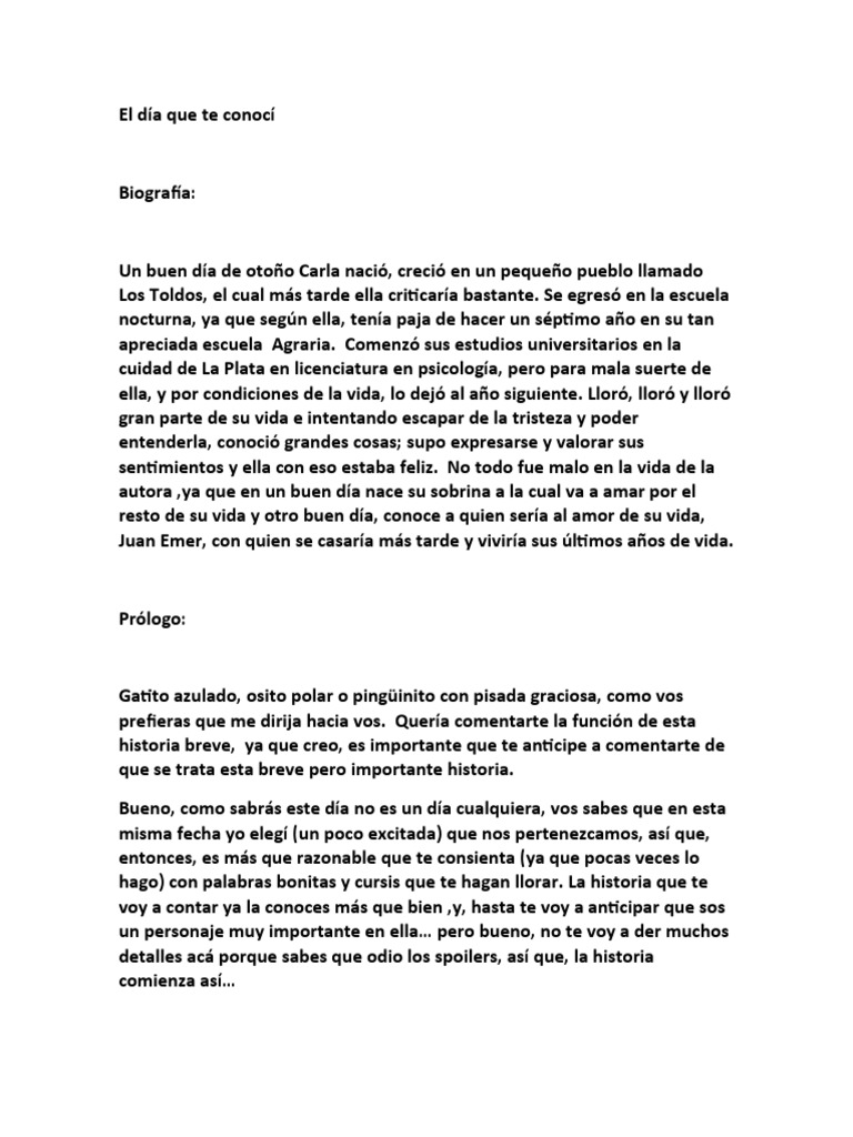 El Día Que Te Conocí | PDF | Sicología | Teorías psicologicas
