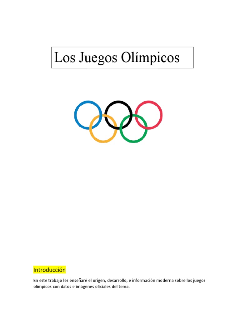 Historia de los Juegos Olímpicos | PDF | Juegos olímpicos | Deportes