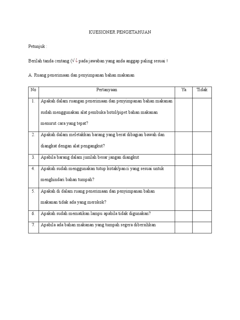 Kuesioner Pengetahuan | PDF | Griya & Taman | Kesehatan Holistik