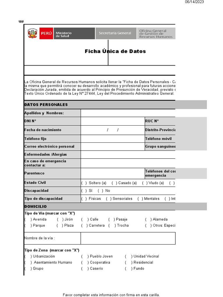 Ficha Unica de Datos - Obligaciones - Cas | PDF