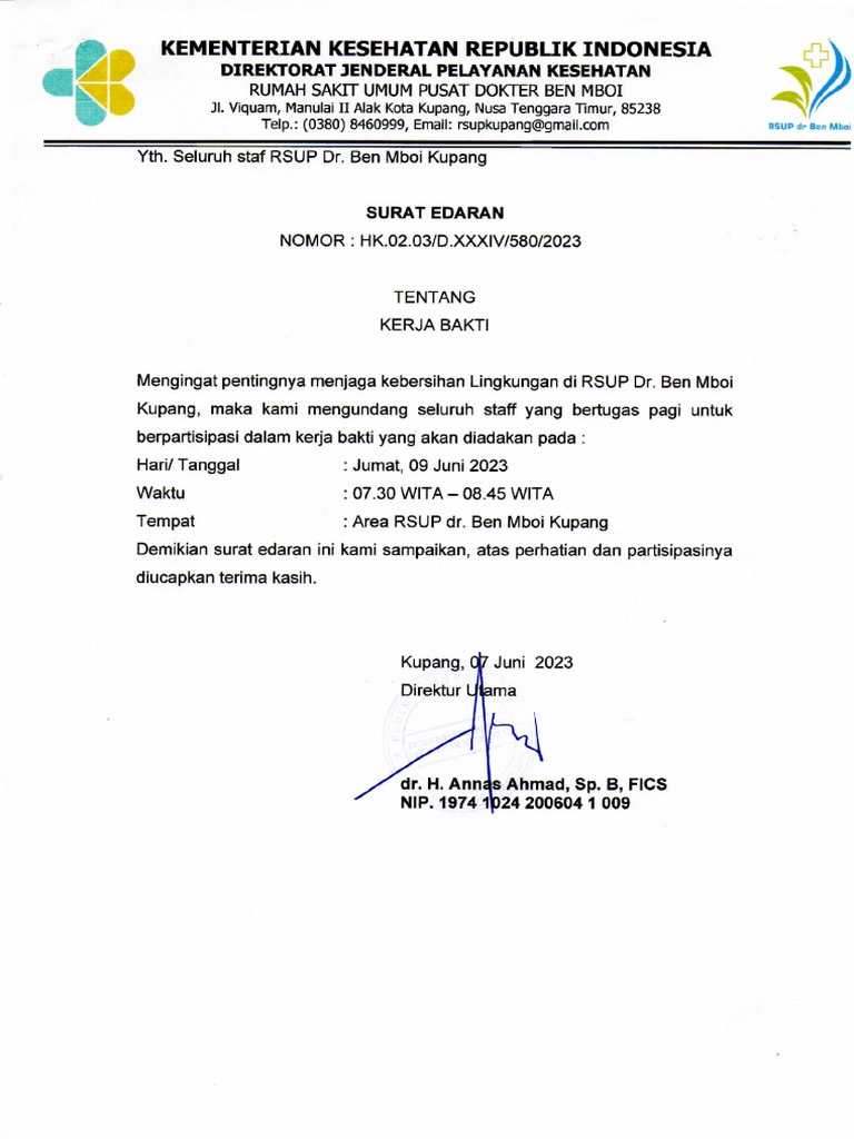 Surat Edaran Kerja Bakti | PDF