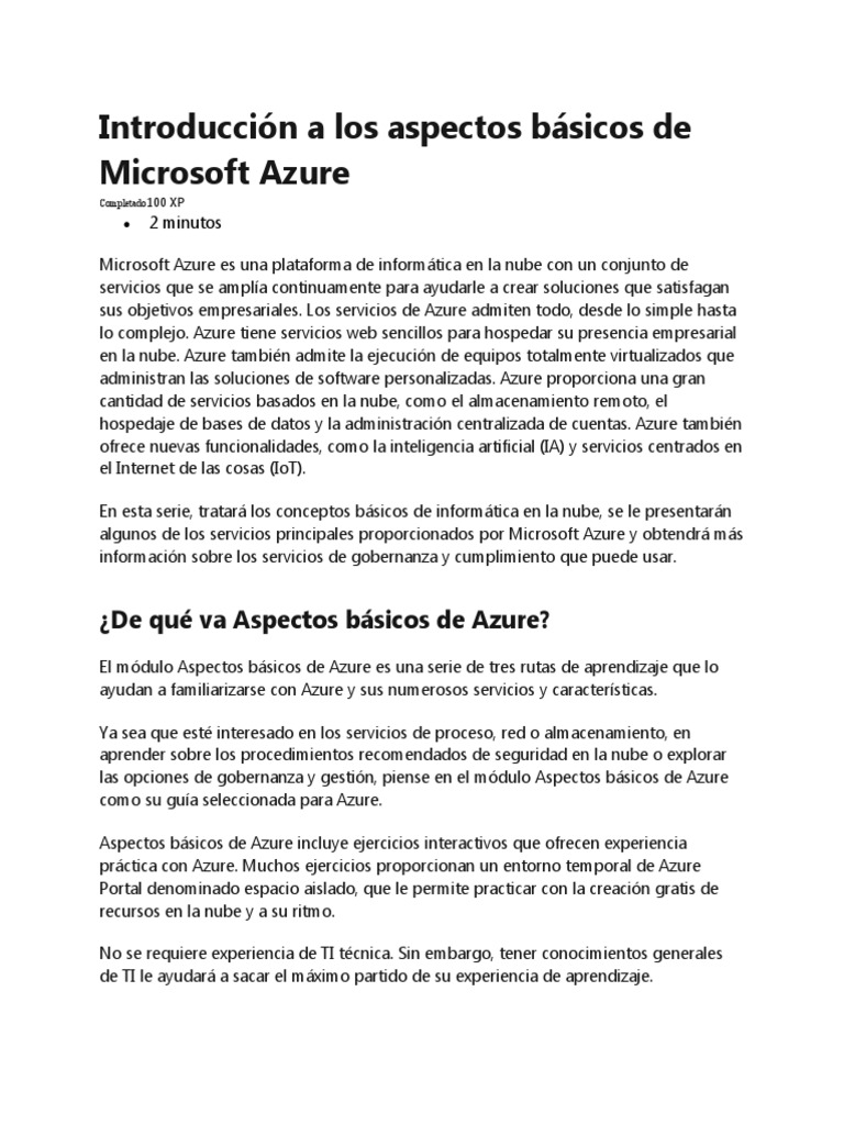 Azure Fundamentals | PDF | Computación en la nube | Microsoft Azure
