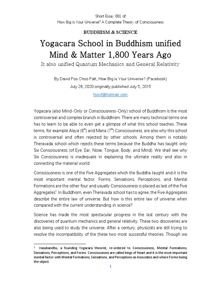 Yogacara School in Buddhism Unified Mind | PDF | String Theory ...