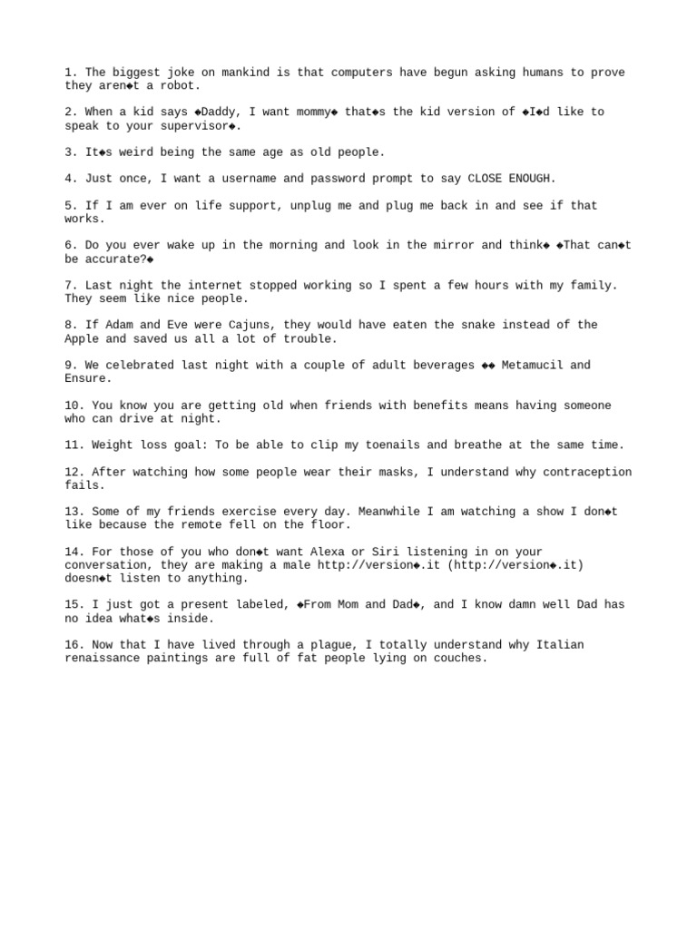 Quora Funny Short Jokes | PDF Quora Funny Short Jokes | PDF