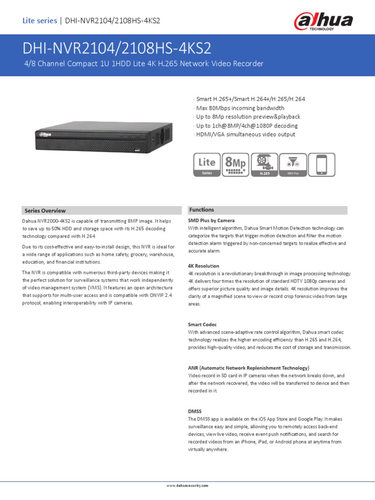 DHI-NVR2104_2108HS-4KS2_datasheet_20210222 | PDF | Digital Technology ...
