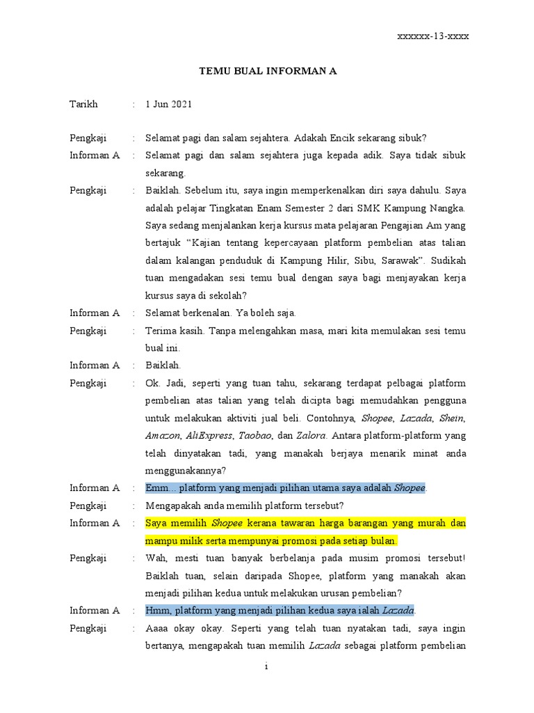 Contoh Temu Bual | PDF