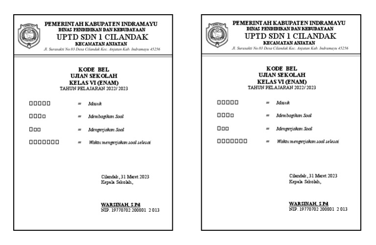 Kode Bel Ujian | PDF