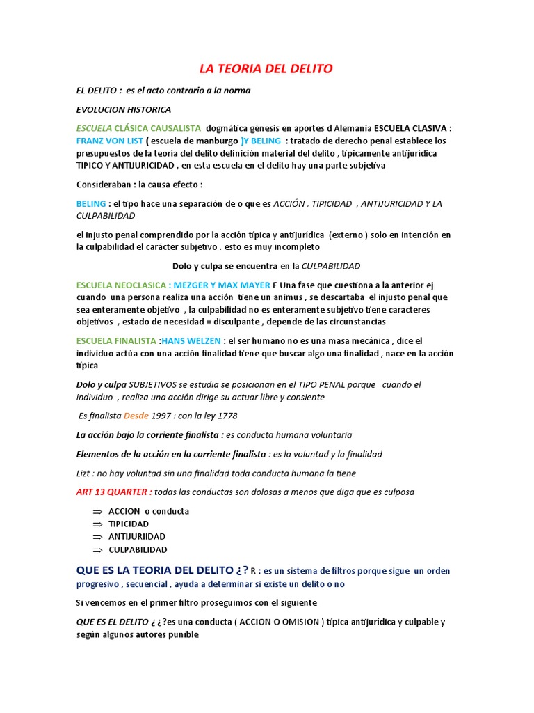 La Teoria Del Delito Pdf Intención Derecho Penal Derecho Penal 5095