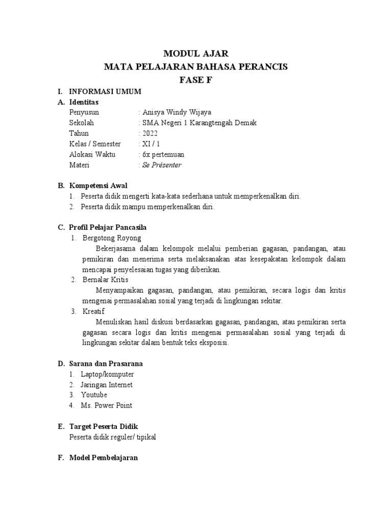 Modul Ajar Se Presenter | PDF