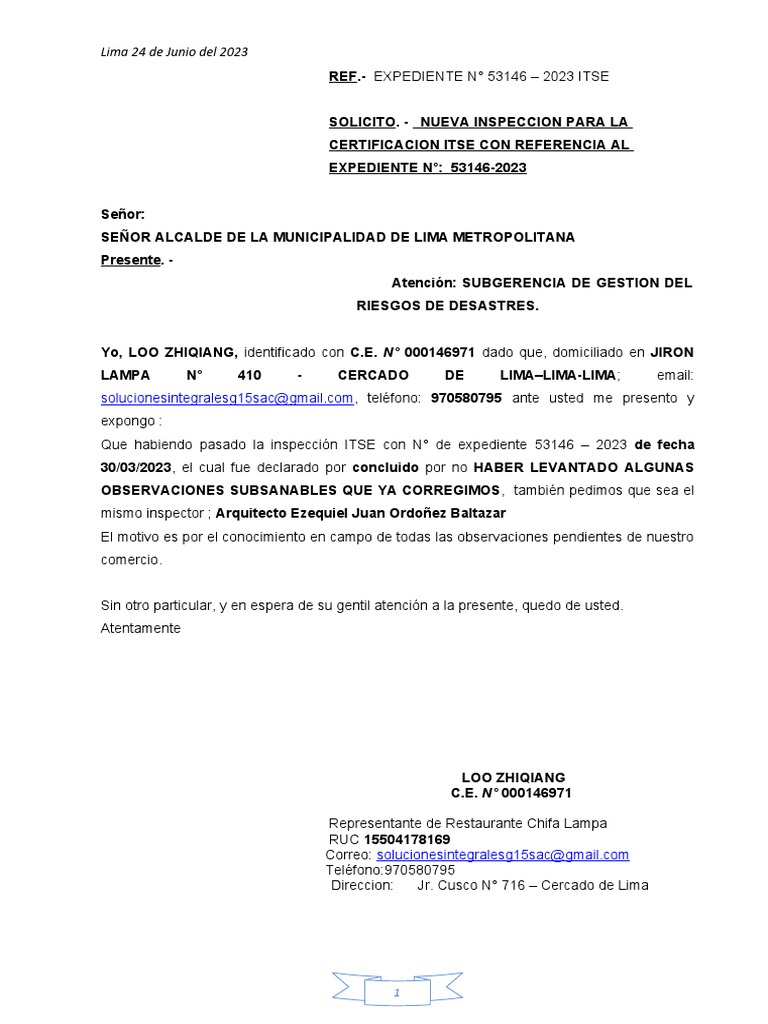 Solicitud de Referencia de Expediente Cesar Tobi | PDF