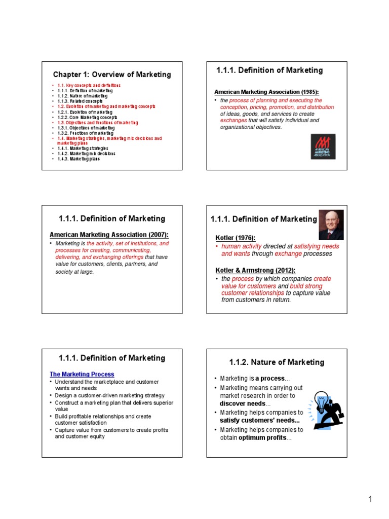 Chapter 1 - Overview of Marketing | PDF | Marketing | Financial Markets Chapter 1 - Overview of Marketing | PDF | Marketing | Financial Markets