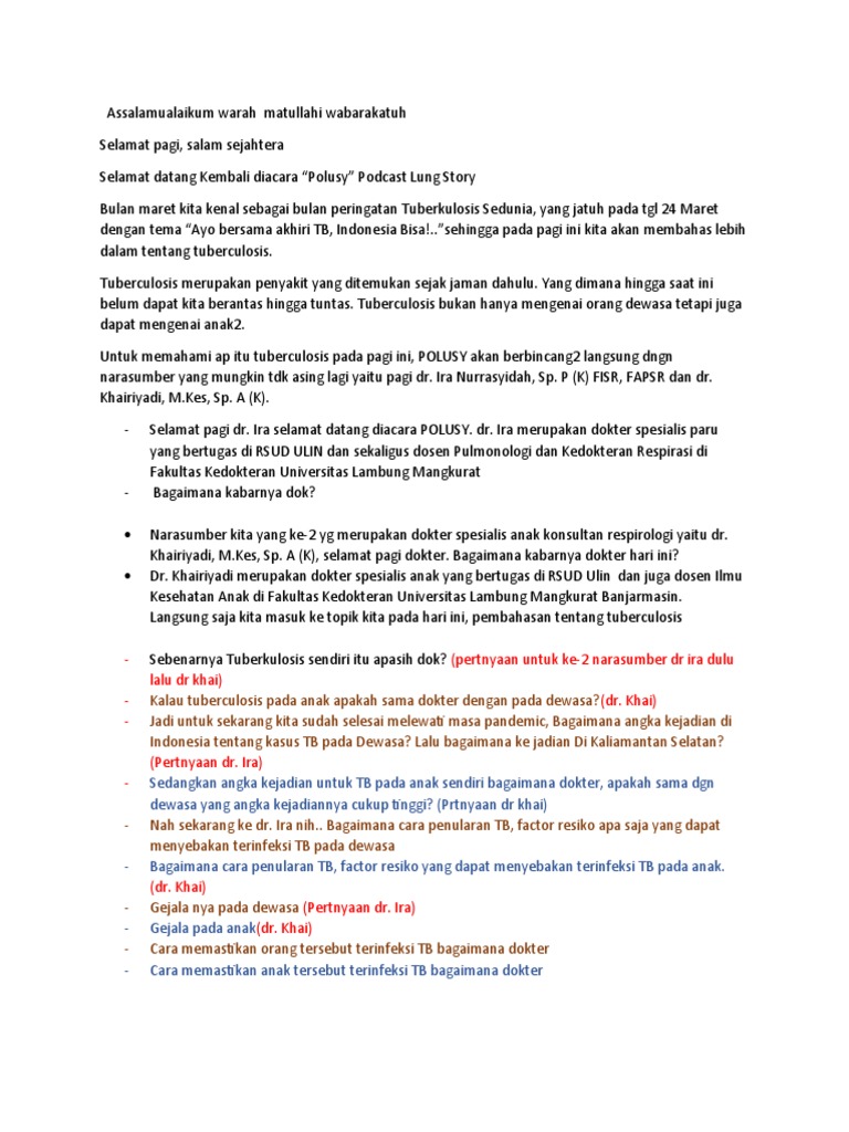 Skrip Moderator POLUSY IG Live TB Day | PDF | Pengembangan Diri