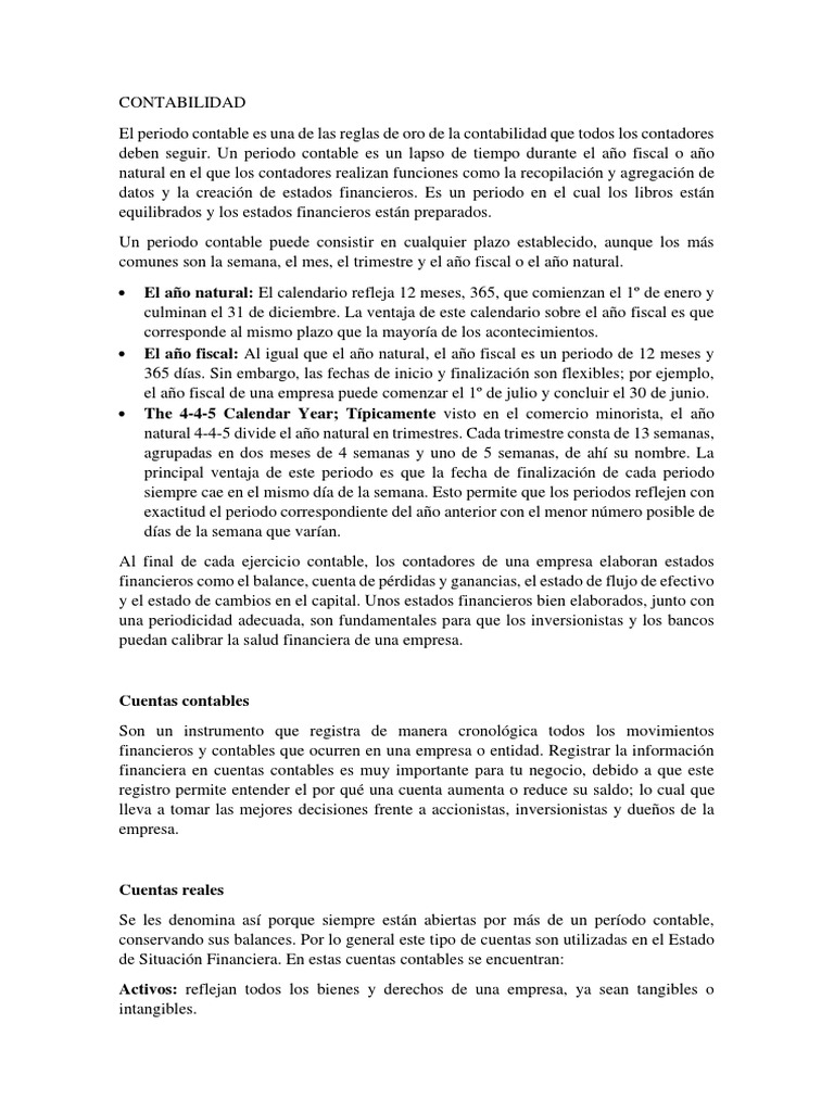 Período Contable | PDF | Contabilidad | Año fiscal