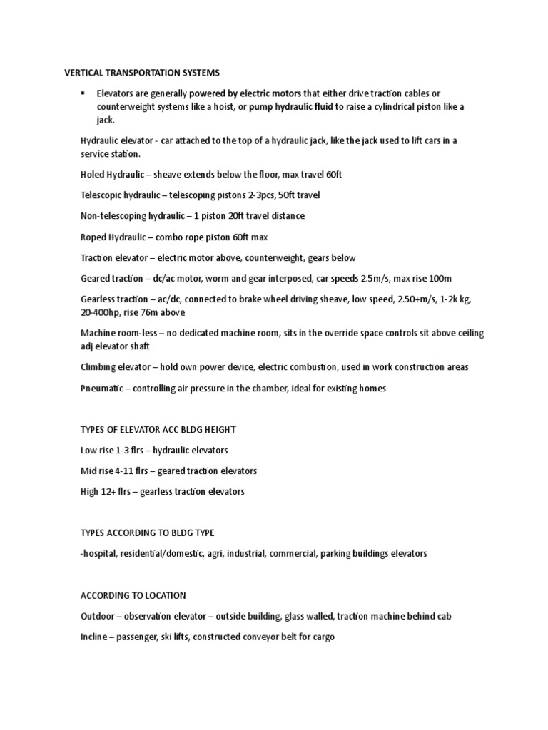 Vertical Transportation Systems | PDF