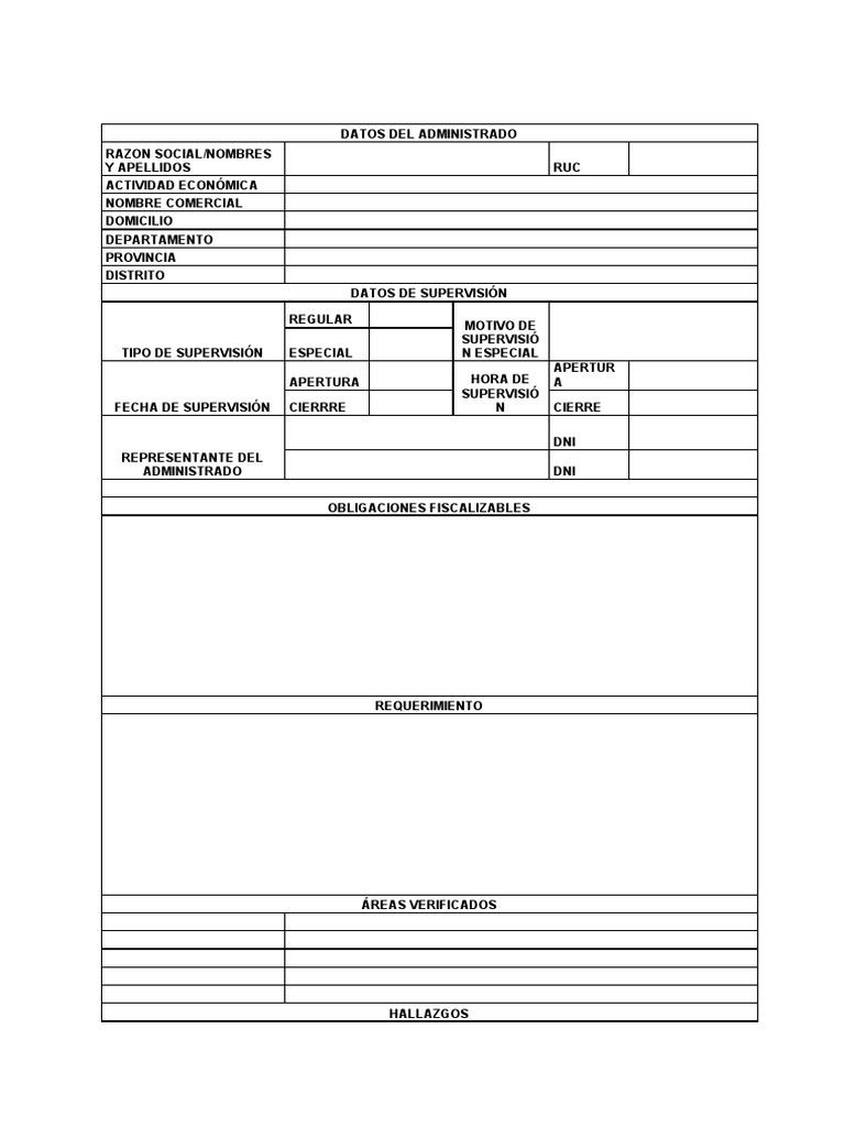 Formato de Supervisión Administrativa | PDF