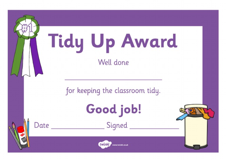 Tidy Up Certificate | PDF